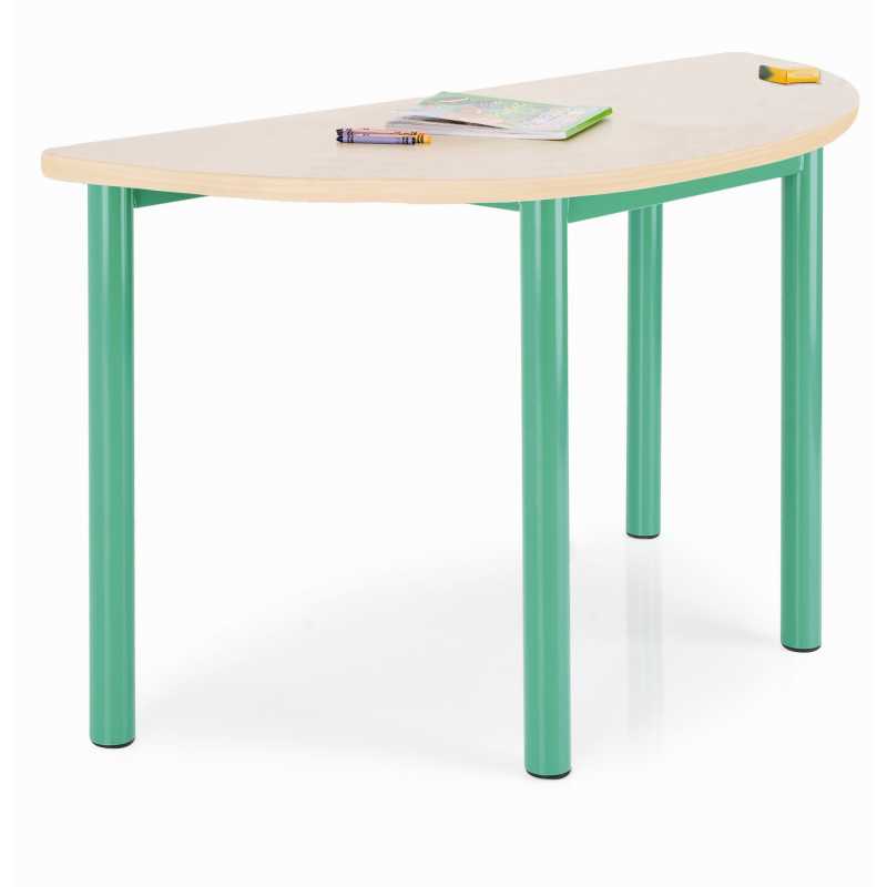 Semi Circular Classroom Table with Coloured Legs