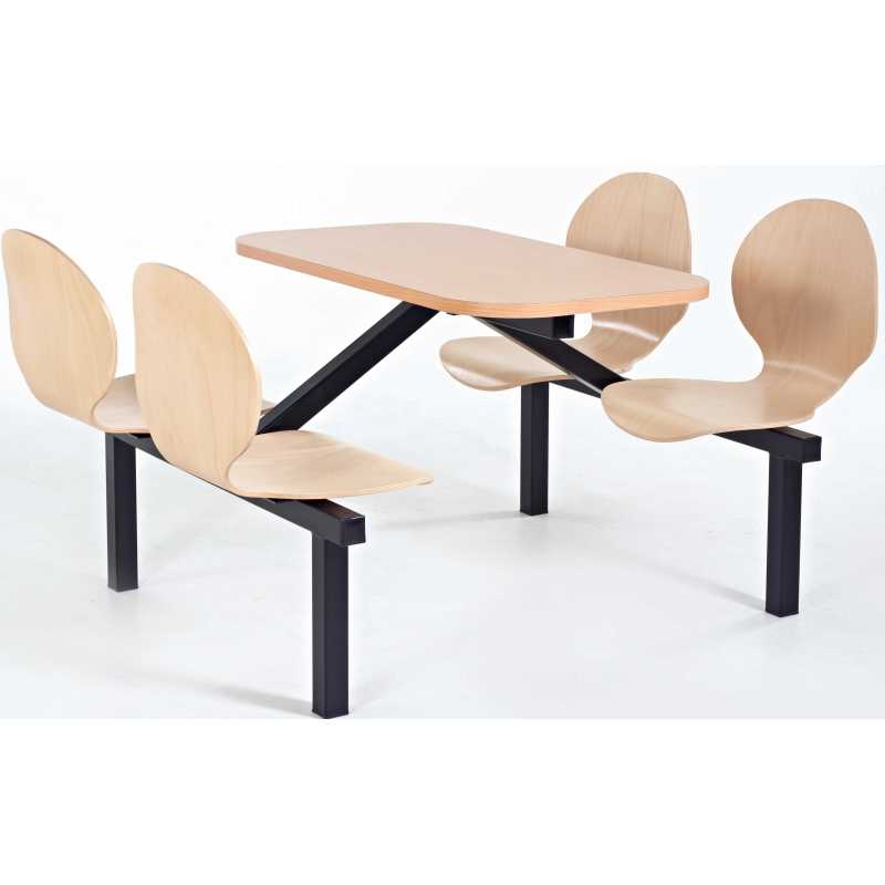 Fast Food Combined Table and Chairs, Beech Seats