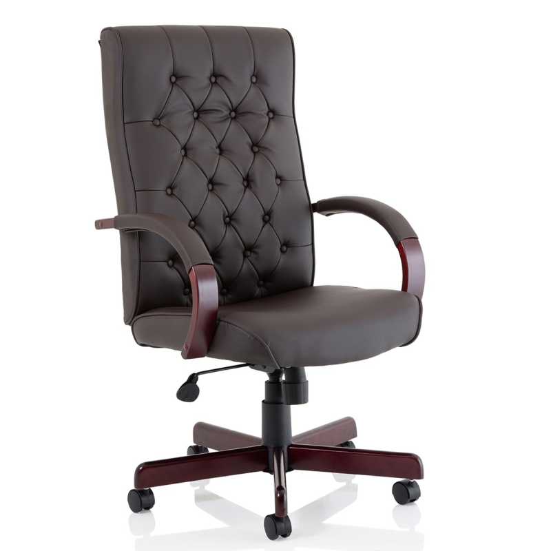 Button Back Executive Office Chair in Leather
